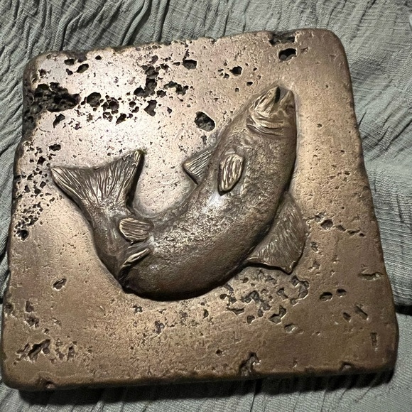 unbranded | Accents | Tumbled Tile Trout Wall Devote Tile Bronze Fish ...